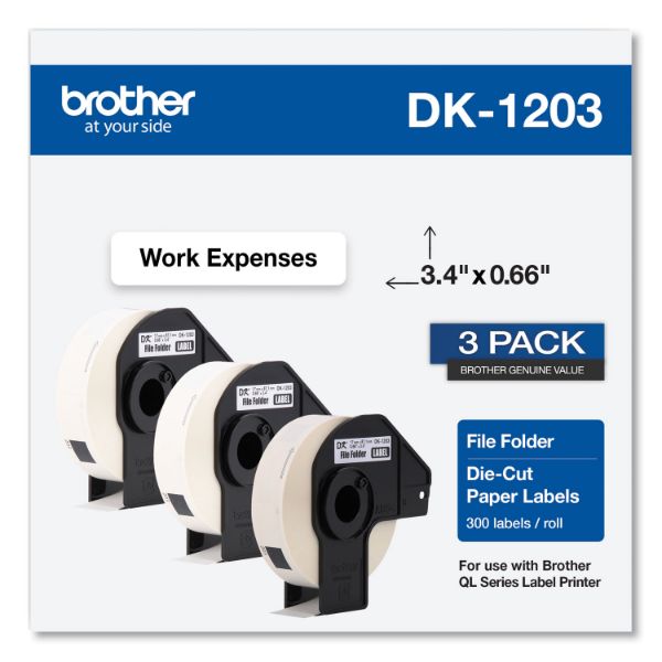 Die-Cut File Folder Labels, 0.66 x 3.4, White, 300/Roll, 3 Rolls/Pack ...
