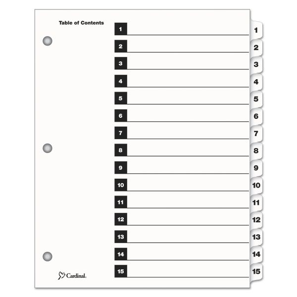 OneStep Printable Table of Contents and Dividers, 15-Tab, 1 to 15, 11 x ...