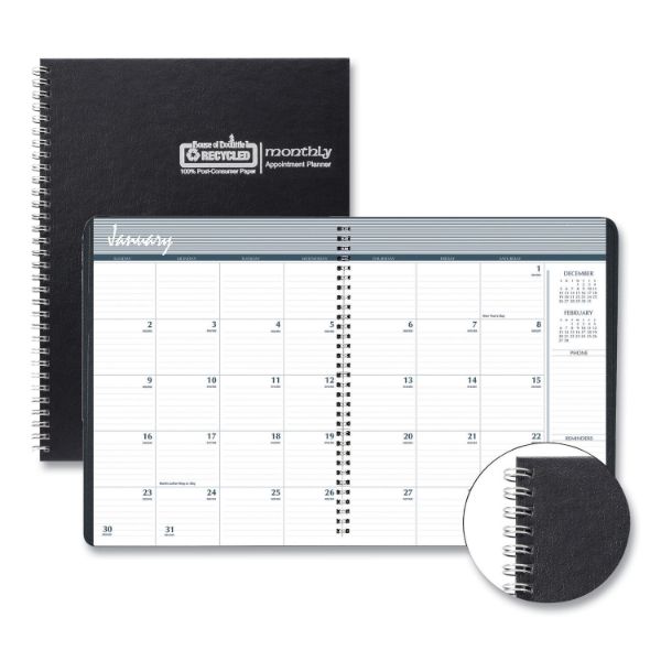 One-Year Monthly Hard Cover Planner, 11 x 8.5, Black, 2020-2022 ...
