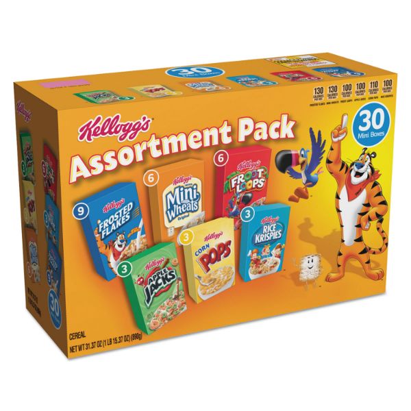 Breakfast Cereal Mini Boxes, Assorted, 2.39 oz Box, 30/Carton | Plastic ...