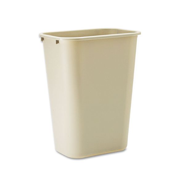 Deskside Plastic Wastebasket, Rectangular, 10.25 gal, Beige | Plastic ...
