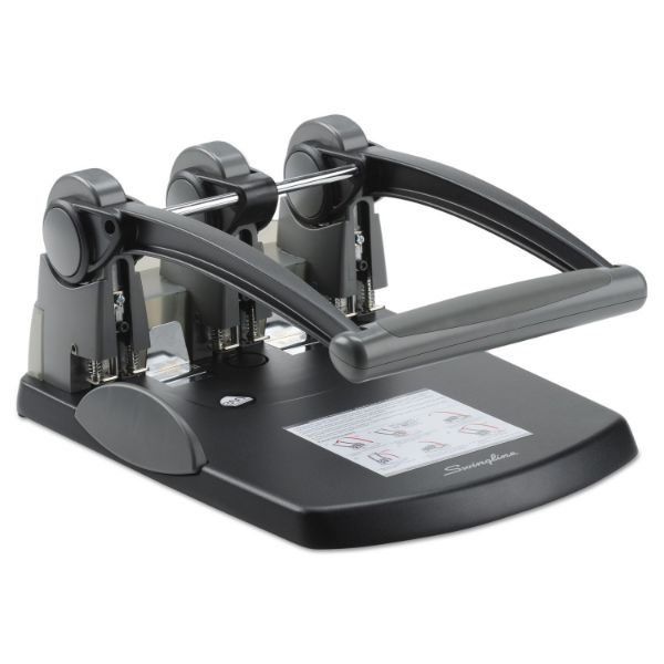 300-Sheet Extra High-Capacity Three-Hole Punch, 9/32" Holes, Black/Gray ...