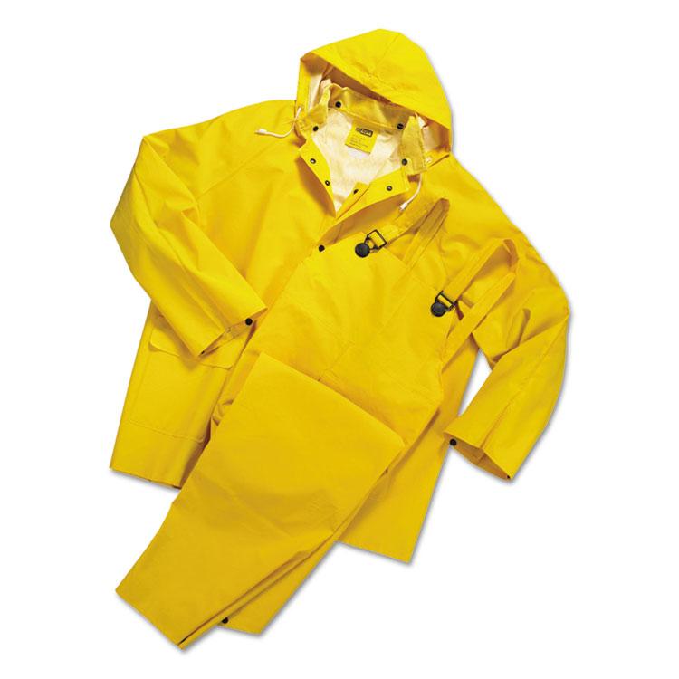 3-Pc Rainsuit, Jacket/Hood/Overalls, 0.35 mm, PVC Over Polyester ...