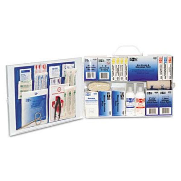 100 Person Industrial First Aid Kit, Steel, Carry Handle, Wall Mount ...