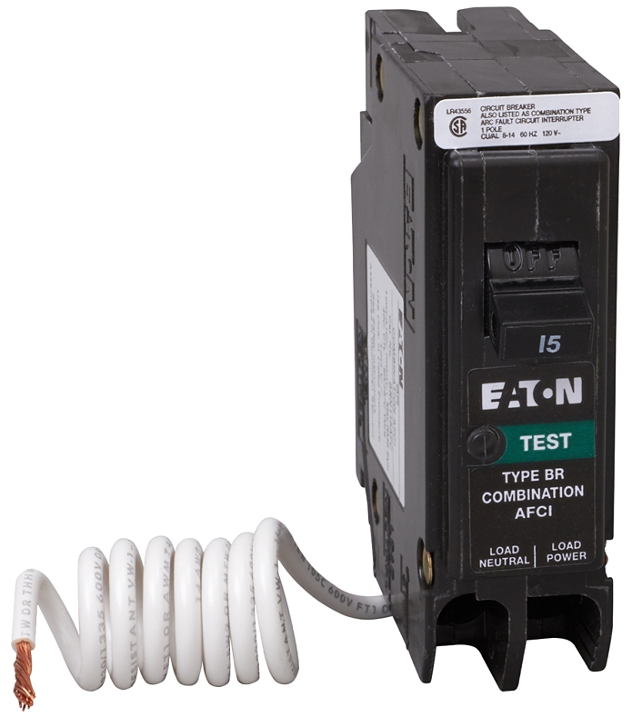 EATON BRN115AFC Circuit Breaker, AFCI, Combination, Type BR, 15 A, 1 ...