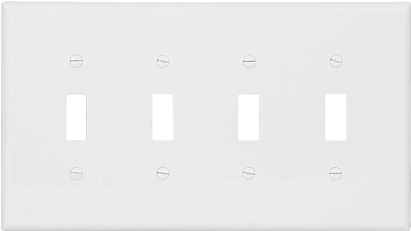 Eaton Wiring Devices PJ4W Wallplate, 4-7/8 in L, 8.56 in W, 4 -Gang ...