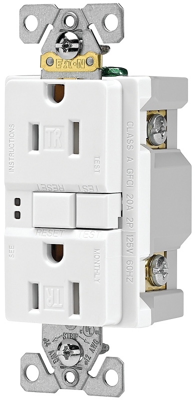 Eaton Wiring Devices TRSGF15W-3-L GFCI Duplex Receptacle, 2 -Pole, 15 A ...
