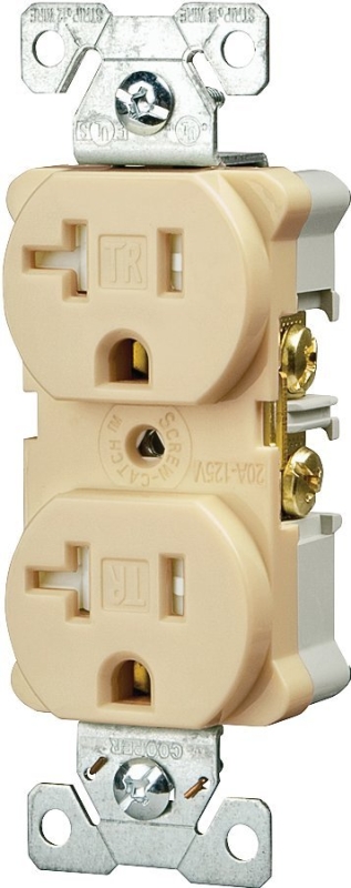 Eaton Wiring Devices TWRBR20V Duplex Receptacle, 2 -Pole, 20 A, 125 V ...