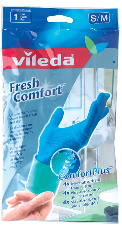 Vileda 105411 Cleaning Gloves, S, 10 in L, Latex, Blue | Plastic ...