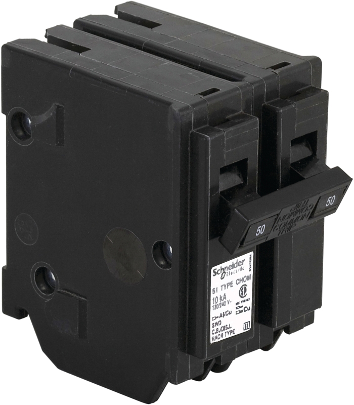 Square D Homeline CHOM250CP Circuit Breaker, Mini, 50 A, 2 -Pole, 120/240 V, Plug Mounting ...
