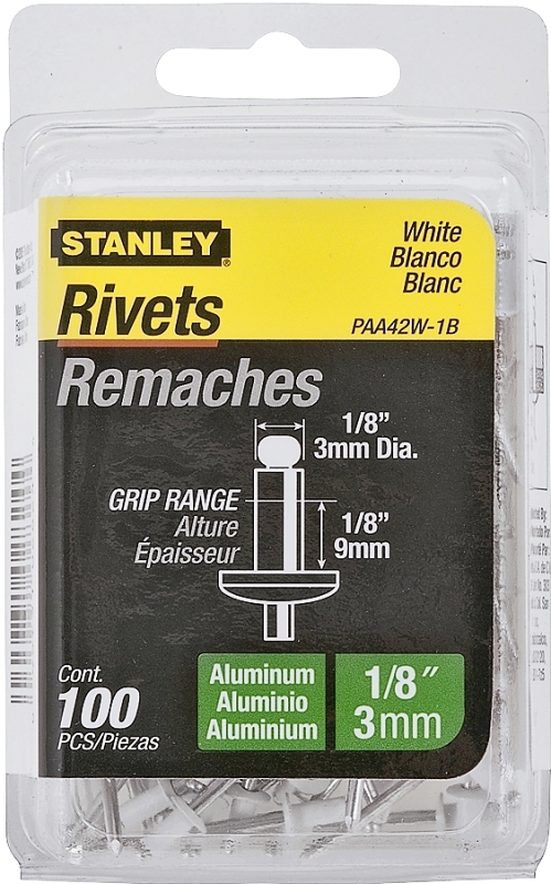 STANLEY PAA42W-1B Pop Rivet, Reusable, 1-1/2 in L, Aluminum | Plastic ...