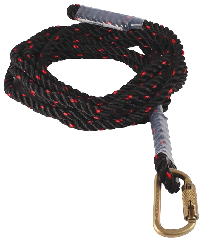 SAFETY WORKS FP16EPS25 Vertical Rope Lifeline, 352 lb, 25 ft L Line, 16 ...