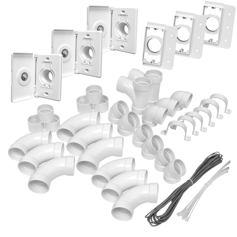 IPEX 201021 3-Inlet Rough-In Kit, PVC, White, For: Central Vacuum ...