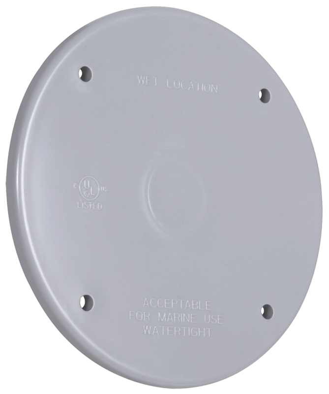 HUBBELL PBC300GYCN Blank Receptacle Cover, 4 in Dia, Round ...