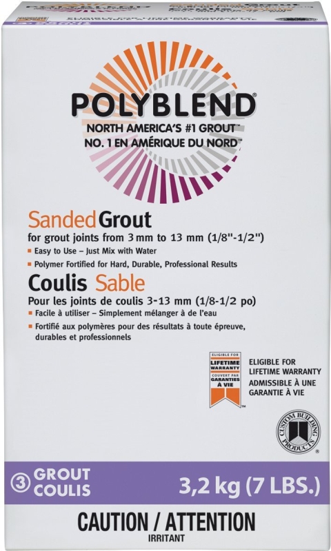 CUSTOM Polyblend CPBG227-4 Sanded Grout, Powder, Sahara Tan, 7 lb Box ...