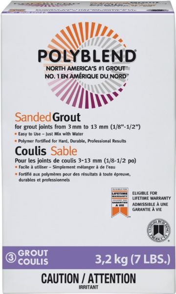 CUSTOM Polyblend CPBG227-4 Sanded Grout, Powder, Sahara Tan, 7 lb Box ...