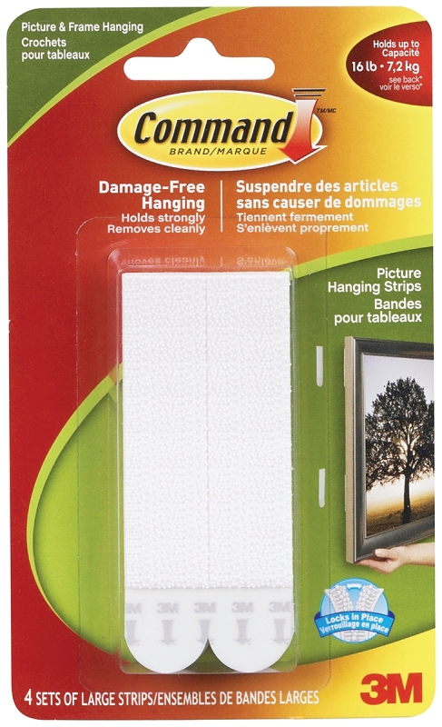 Command 17206C Large Picture Hanging Strip, 4 lb, Foam, White | Plastic ...