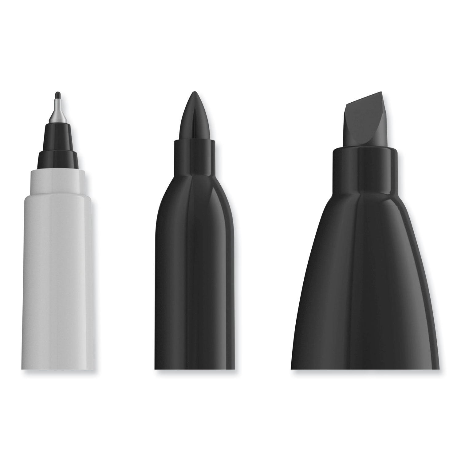 Mixed Point Size Permanent Markers, Assorted Tip Sizes/Types, Black, 6 ...