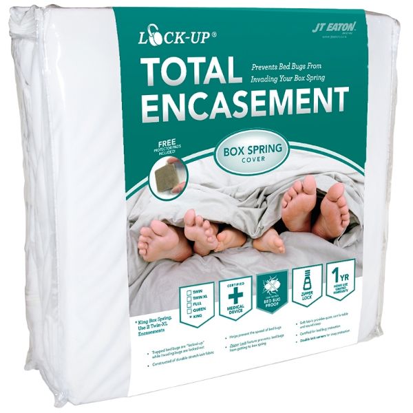 J.T. EATON Lock-Up 80TWBOX Box Spring Encasement, Twin, Fabric, White ...