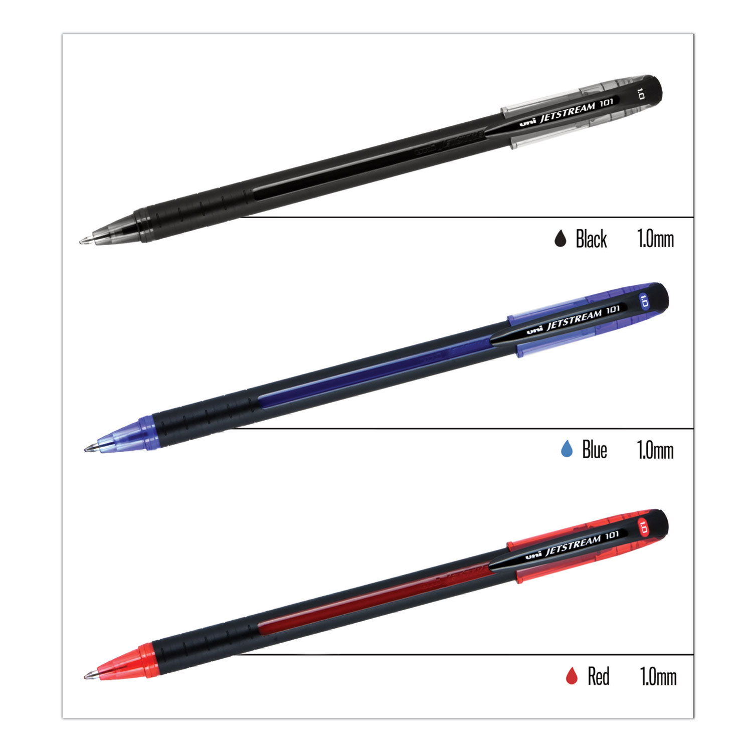 Jetstream 101 Roller Ball Pen, Stick, Bold 1 mm, Black Ink, Black ...