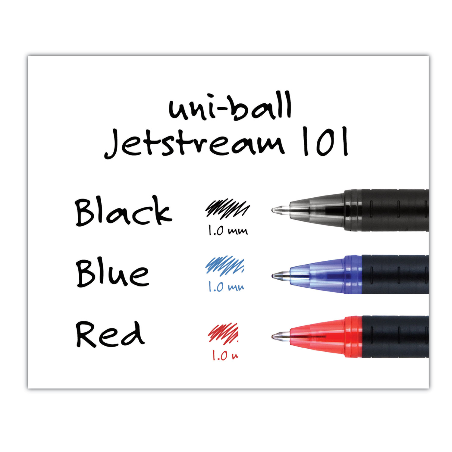 Jetstream 101 Roller Ball Pen, Stick, Bold 1 mm, Black Ink, Black ...