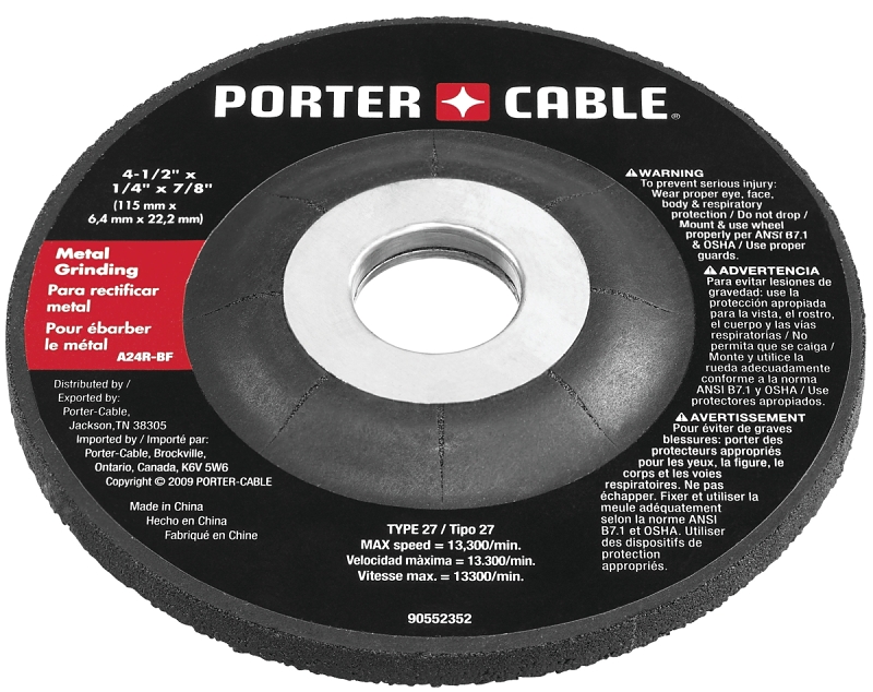 PORTER-CABLE PCEG011 Angle Grinder, 6 A, 5/8 in Spindle, 4-1/2 in Dia ...