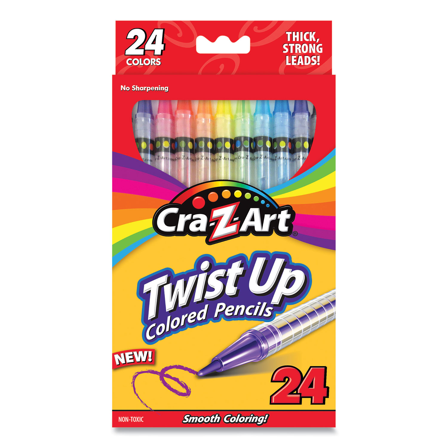 Twist Up Colored Pencils, 24 Assorted Lead Colors, Clear Barrel, 24/Set ...