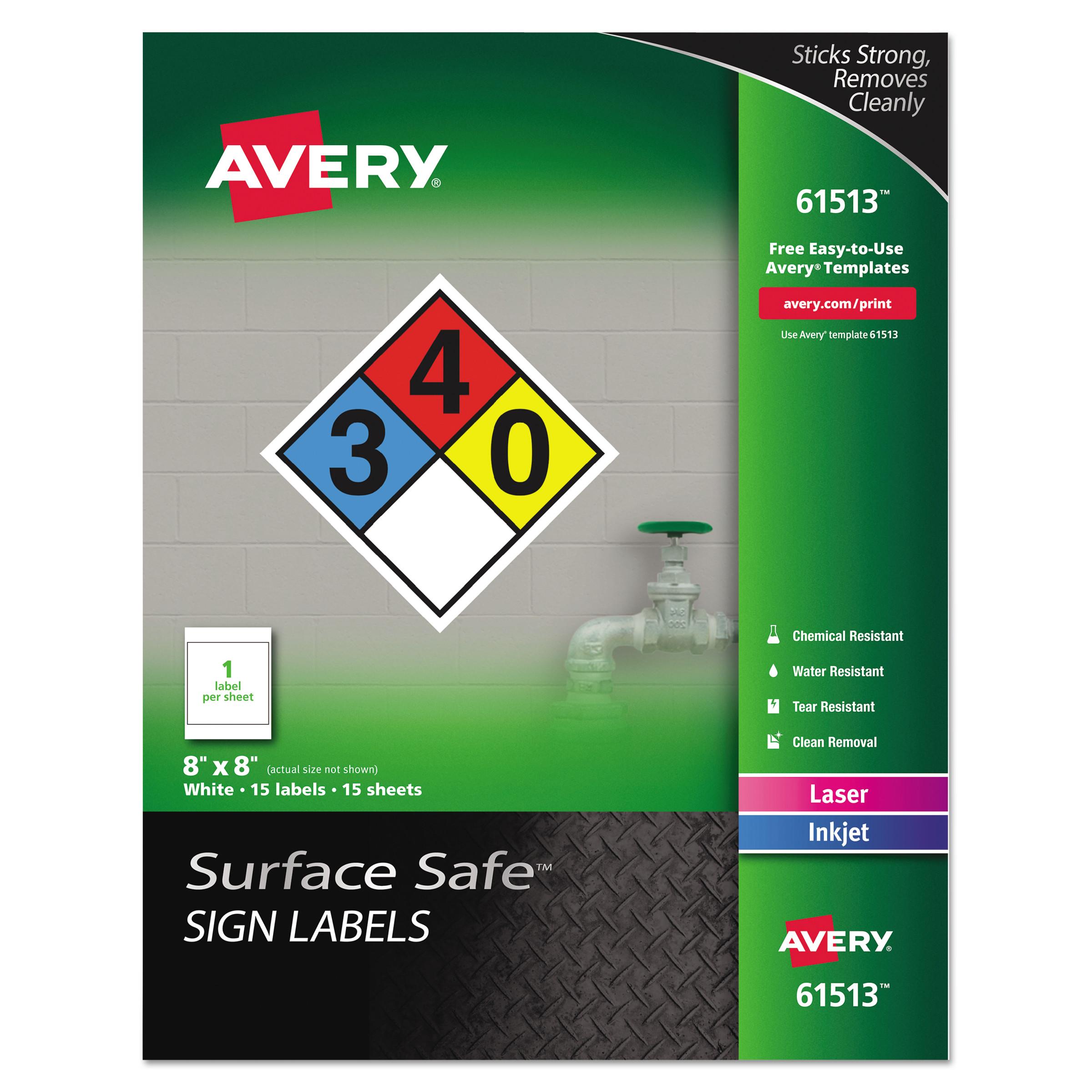 Surface Safe Removable Label Safety Signs, Inkjet/Laser Printers, 8 x 8 ...