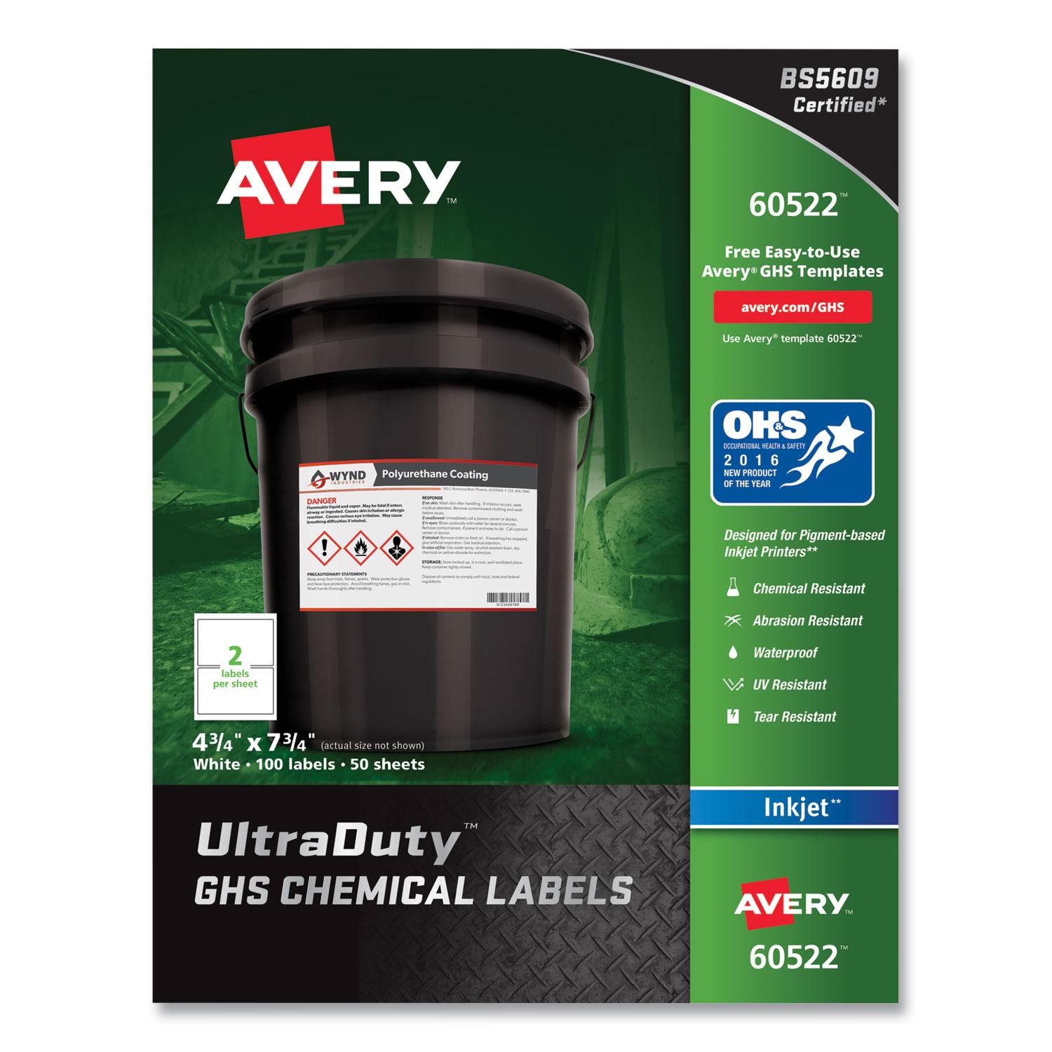 UltraDuty GHS Chemical Waterproof and UV Resistant Labels, 4.75 x 7.75 ...