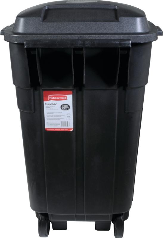 Rubbermaid 289804BLA Refuse Container, 35 gal Capacity, 23.6 in H, Snap ...