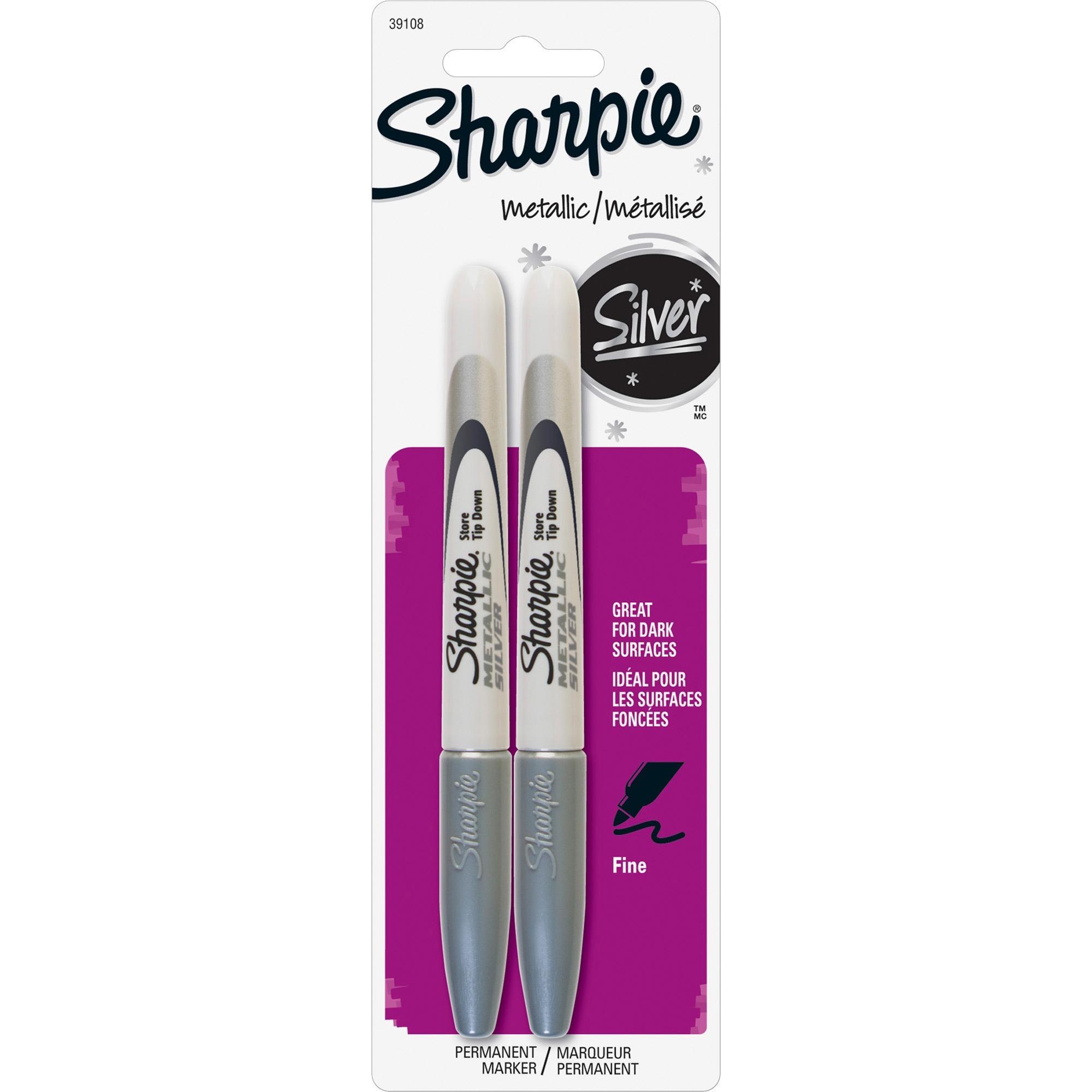 Sharpie 39108 Permanent Marker, Fine Lead/Tip, Silver Lead/Tip ...