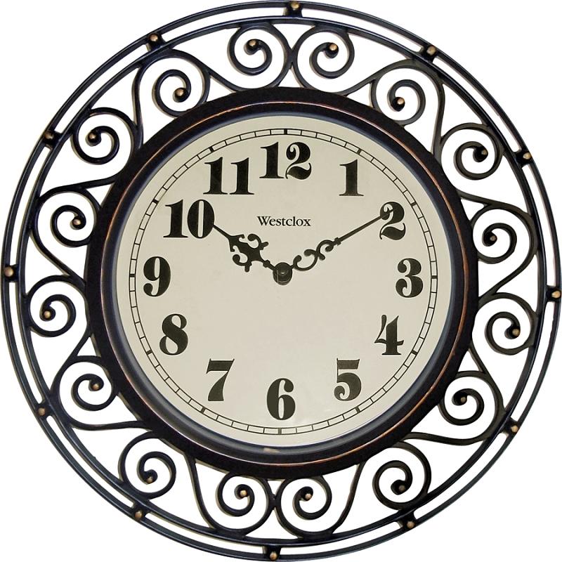 Westclox 32021 Clock, Round, Dark Brown Frame, Plastic Clock Face ...