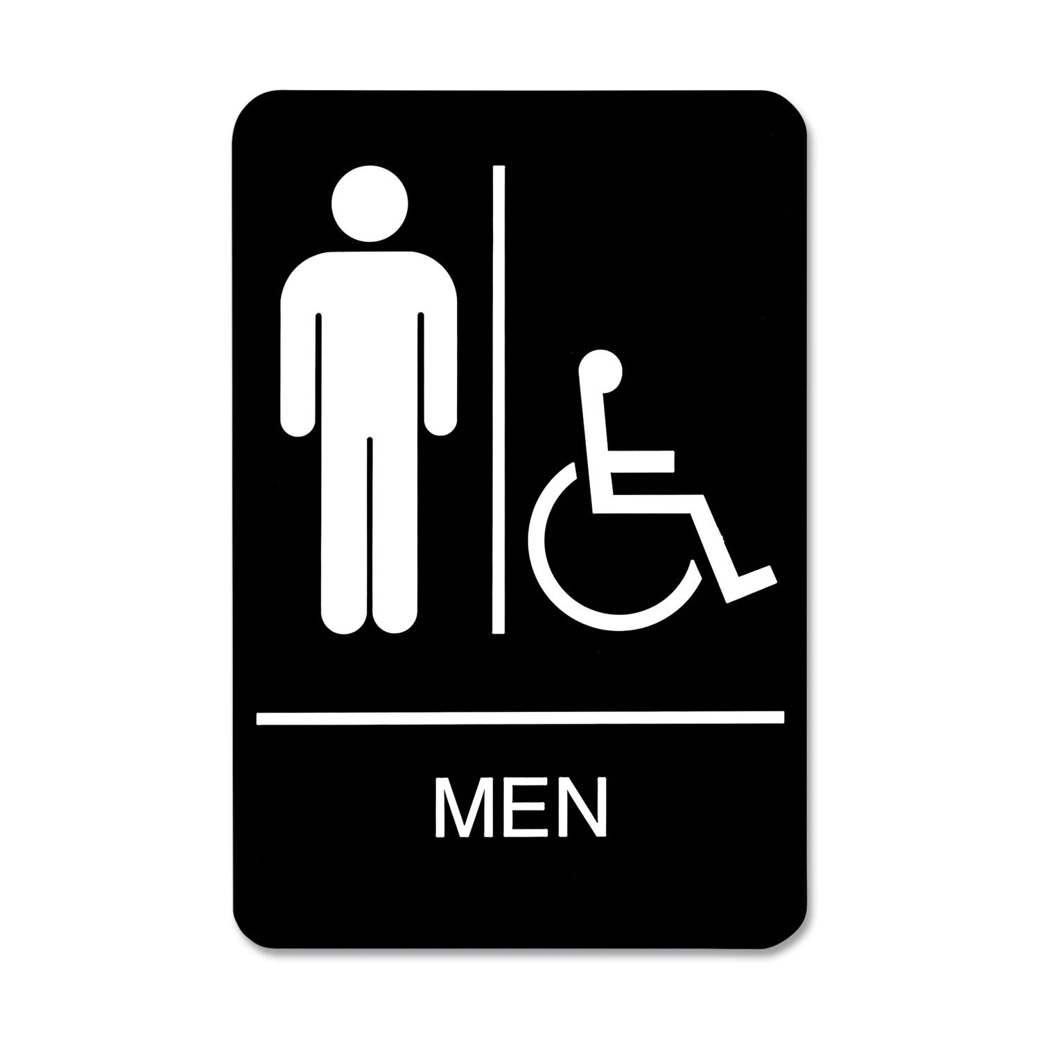 ADA Sign, Men/Wheelchair Accessible Tactile Symbol, Plastic, 6 x 9 ...