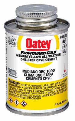 Oatey 31910 Solvent Cement, 4 oz, Can, Liquid, Yellow | Plastic Express ...