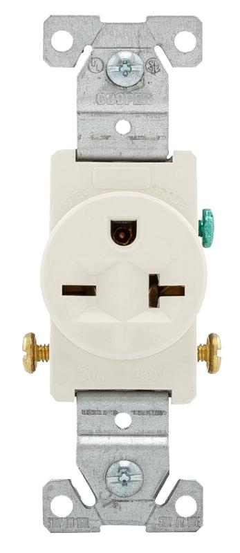 Eaton Wiring Devices 1876LA Single Receptacle, 2 -Pole, 250 V, 20 A ...