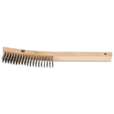 Curved Handle Scratch Brushes, 13 3/4 in, 4 X 19 Rows, SS Wire, Wood ...