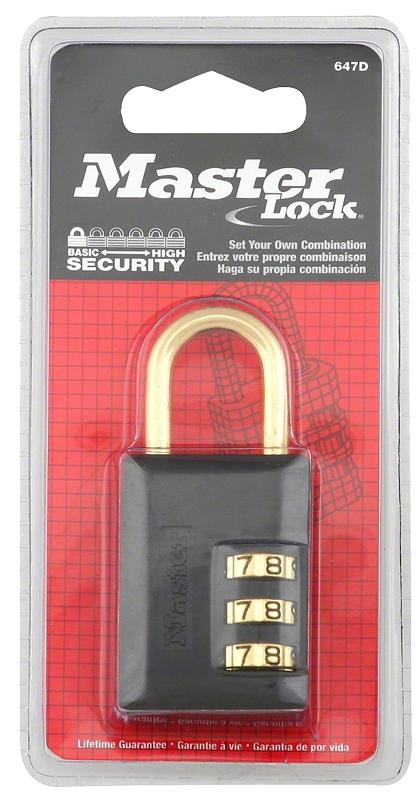 Master Lock 647D Padlock, 3/16 in Dia Shackle, 7/8 in H Shackle, Steel ...