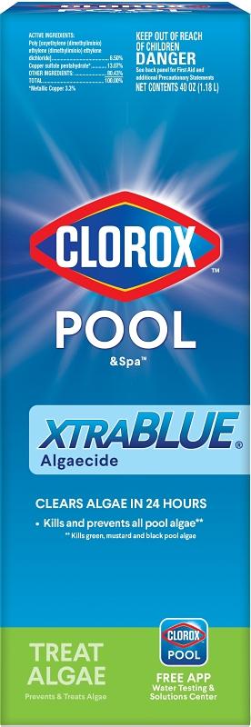 Clorox POOL & Spa XtraBlue 44340CLX Pool Algaecide, 40 oz, Liquid ...
