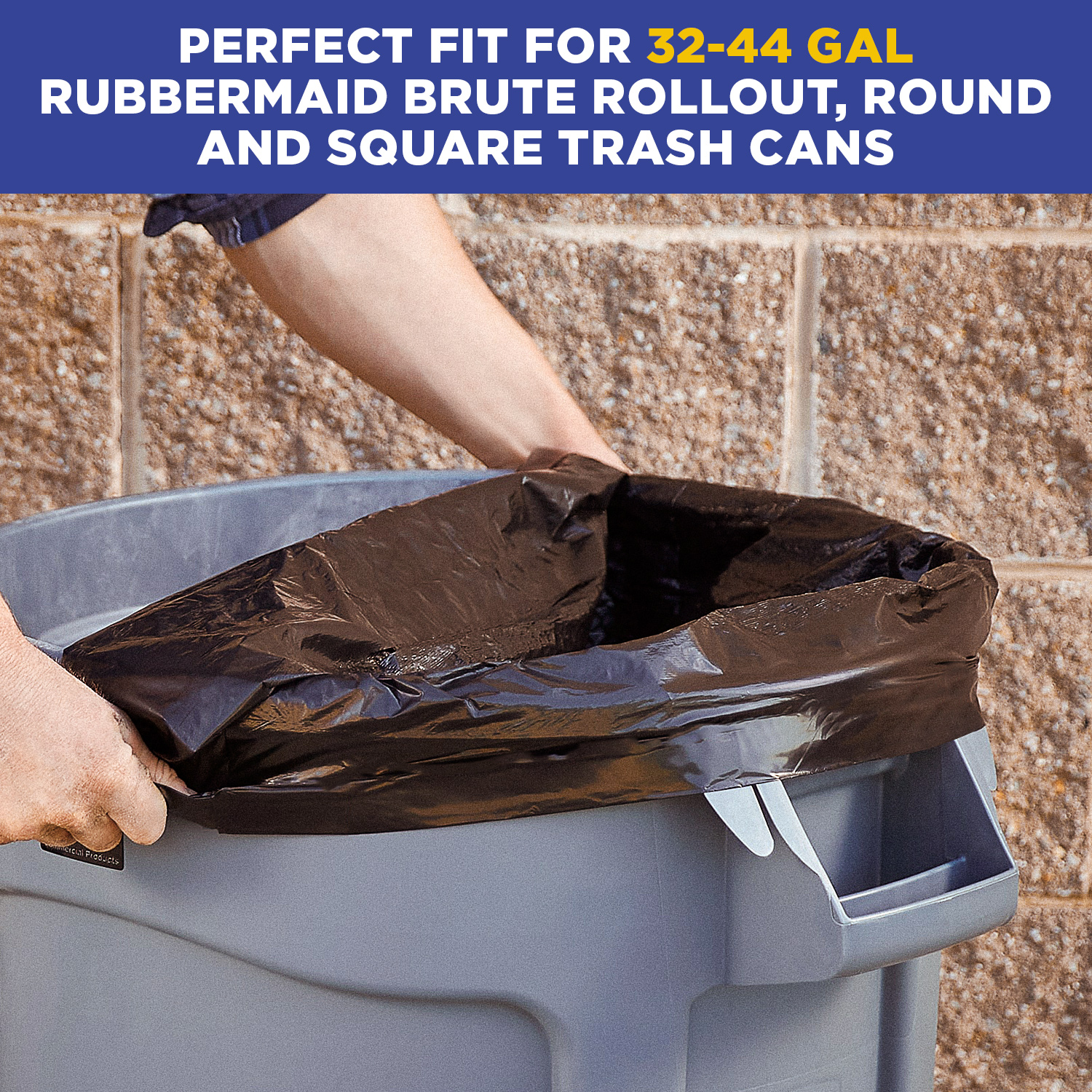(100 Pack) 45 Gallon Trash Bags, 3 Mil, 40" x 46", Black | Plastic ...