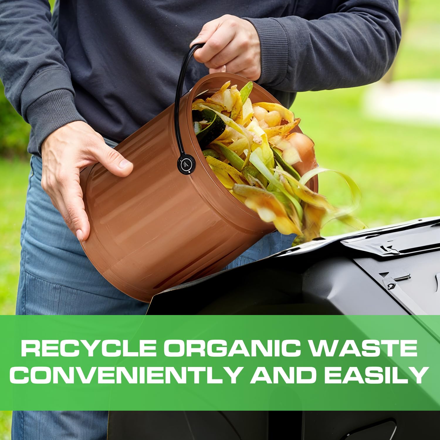 1.5 Gallon Copper Metal Compost Bin with Airflow Lid and One Charcoal ...