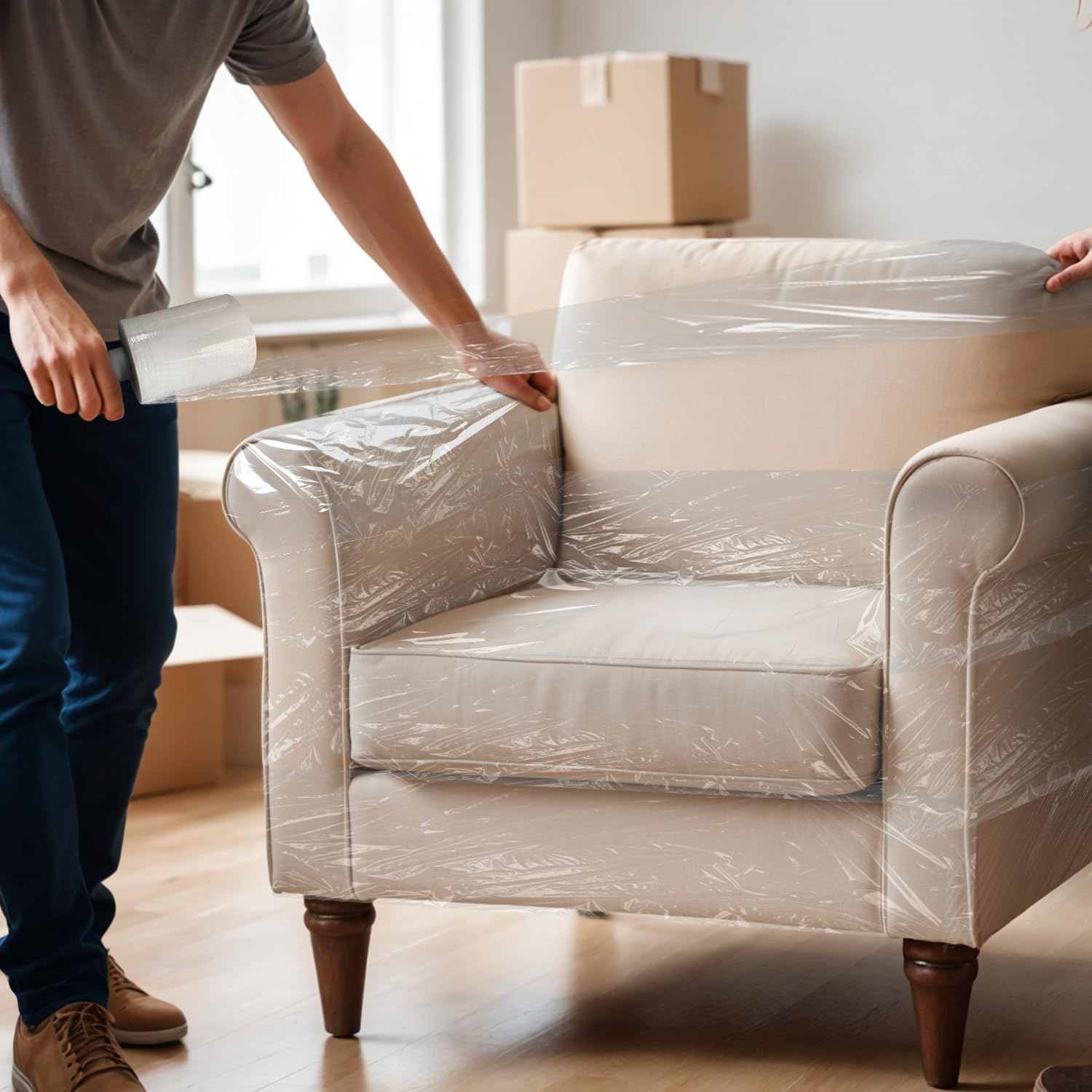 5" x 1000' Clear Heavy-Duty Pallet Wrap with Handle (12 Rolls ...